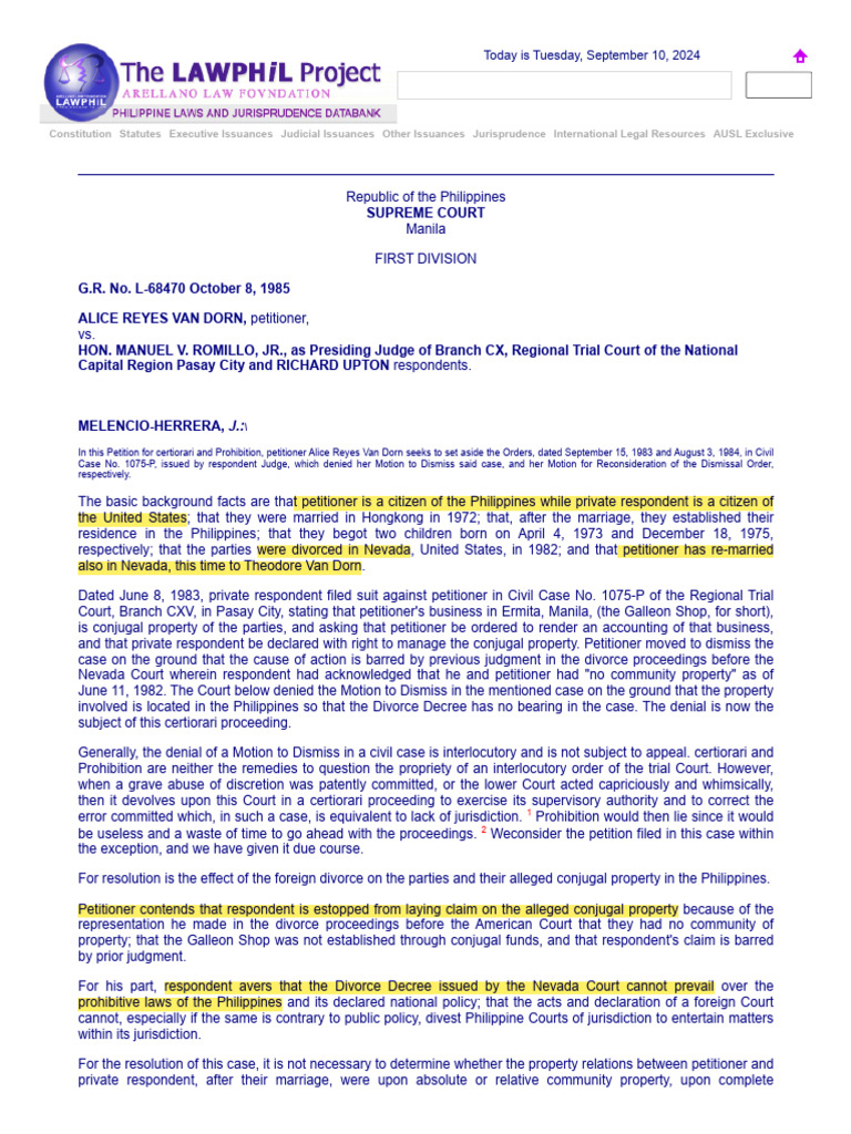NCC Art 15-17 - Van Dorn v Ronillo Jr | PDF | Divorce | Marriage NCC Art 15-17 - Van Dorn v Ronillo Jr | PDF | Divorce | Marriage