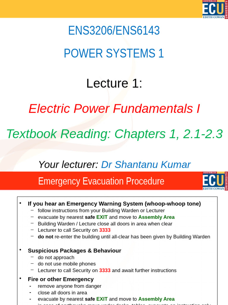 Lecture 01 Electric Power Fundamentals I-2 - SK - 18072024 | PDF | Ac Power | Alternating Current