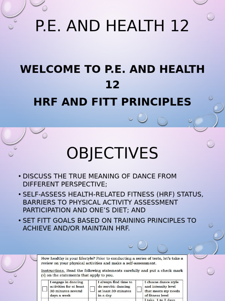 HRF AND FITT | PDF | Physical Fitness | Determinants Of Health
