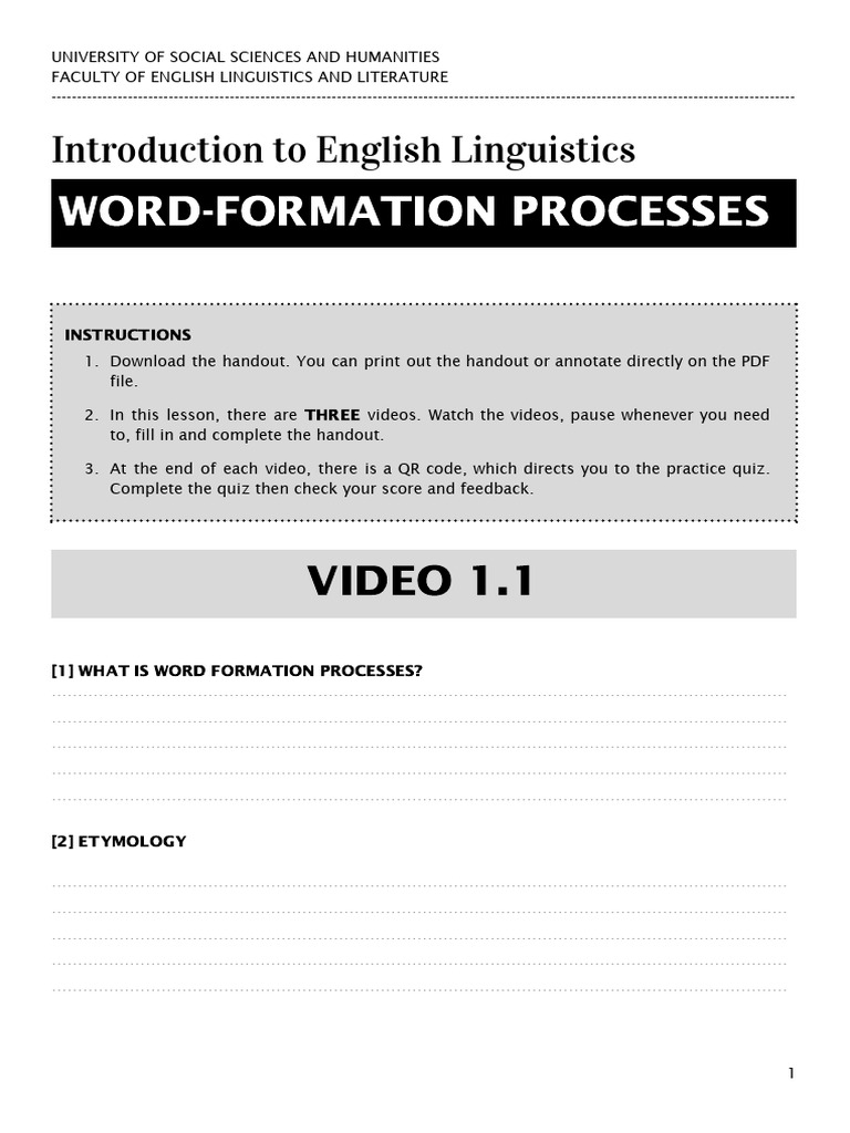 HANDOUT 1. Wordformation processes | PDF | Linguistics HANDOUT 1. Wordformation processes | PDF | Linguistics