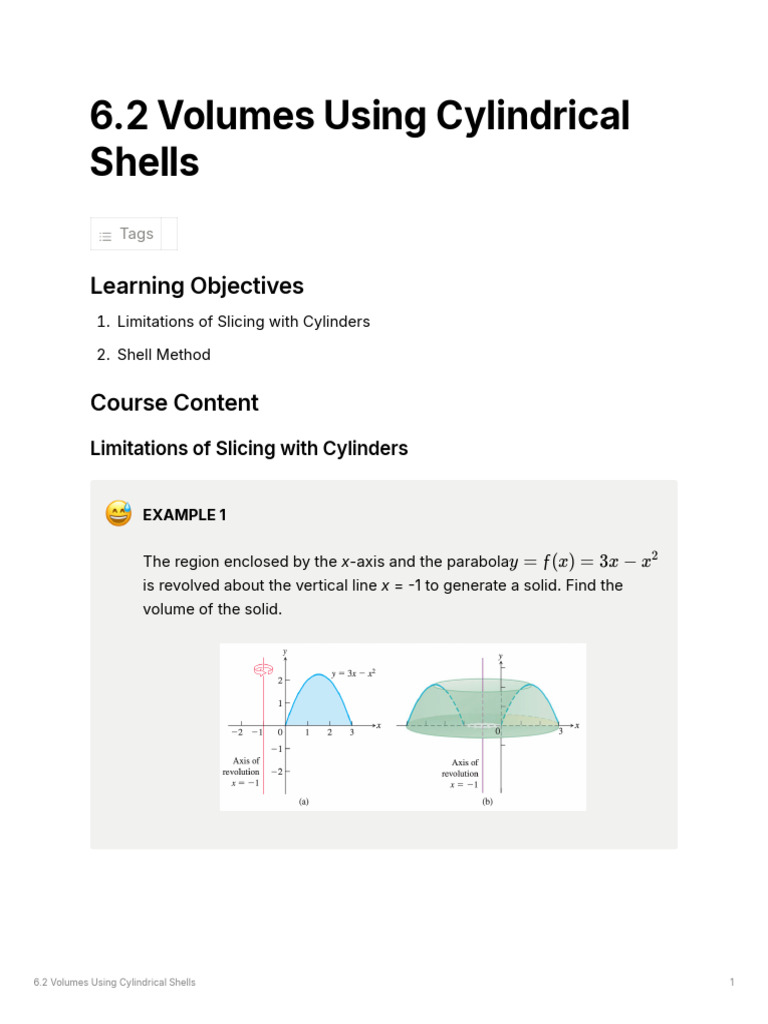 6.2 Volumes Using Cylindrical Shells | PDF | Volume | Classical Geometry
