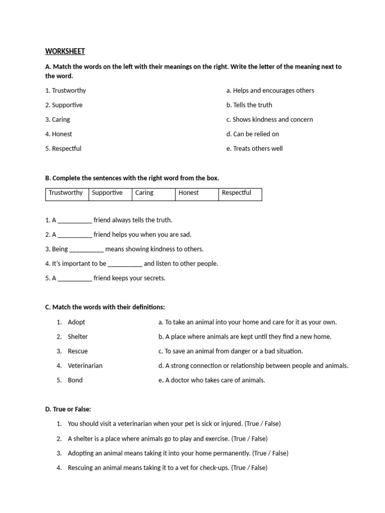 Vocabulary Matching | PDF