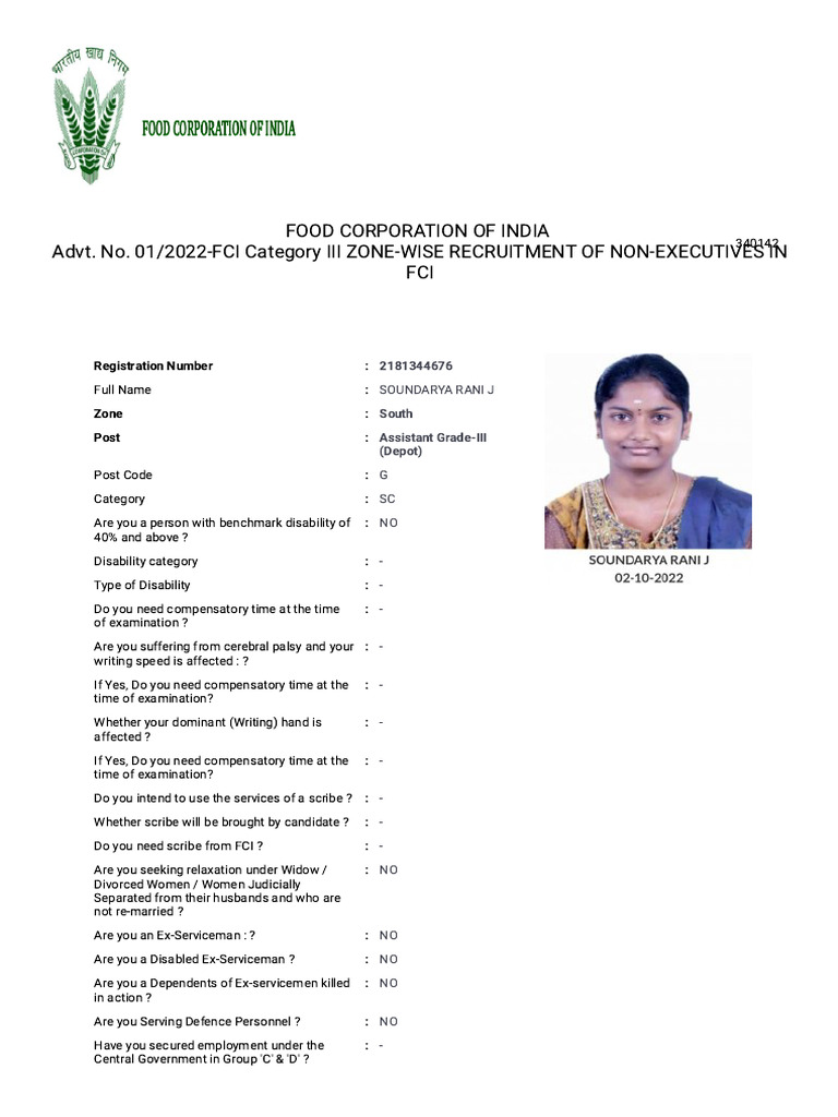 Advt. No. 01 - 2022-Fci Category III Zone-Wise Recruitment of Non ...