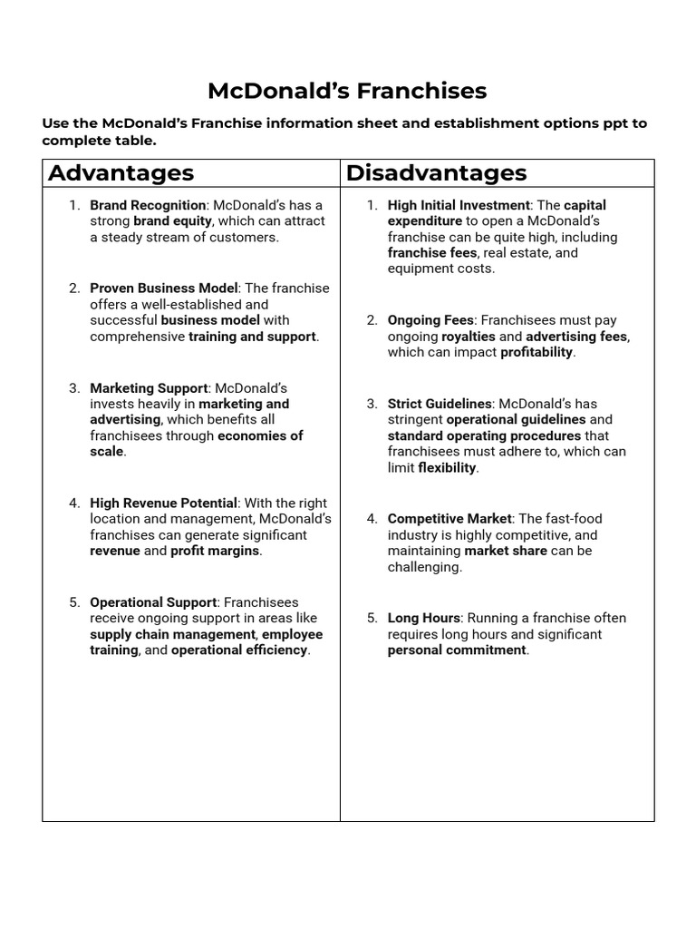 _McDonalds worksheet | PDF