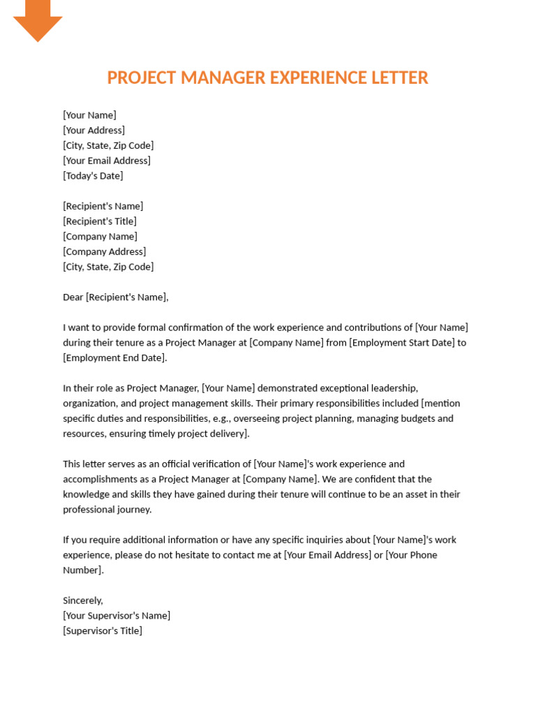 Project Manager Experience Letter | PDF | Business