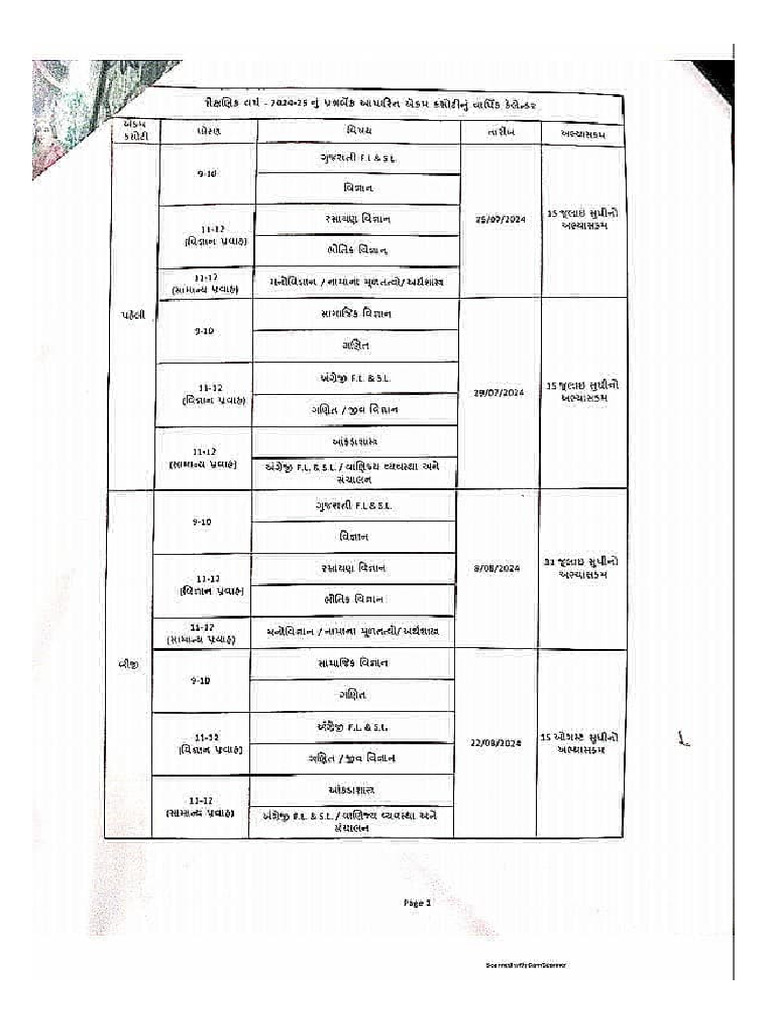Evaluation Test Time Table 2024-25 | PDF