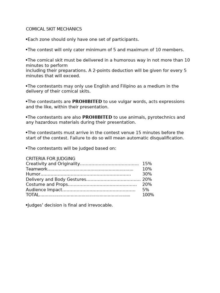 Comical Skit Mechanics | PDF