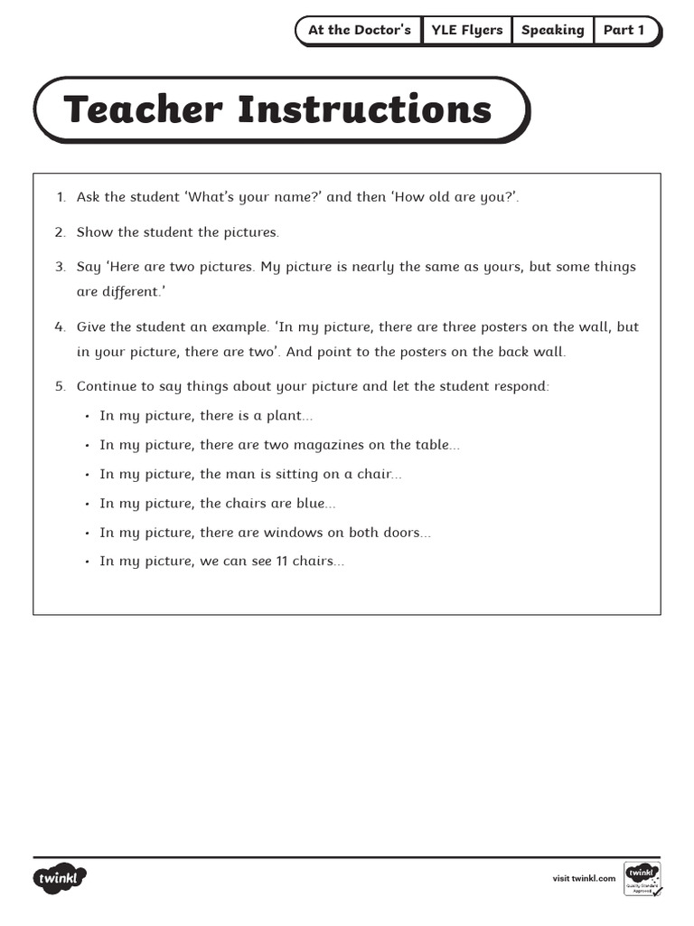 YLE Flyers Speaking Activity Guide | PDF