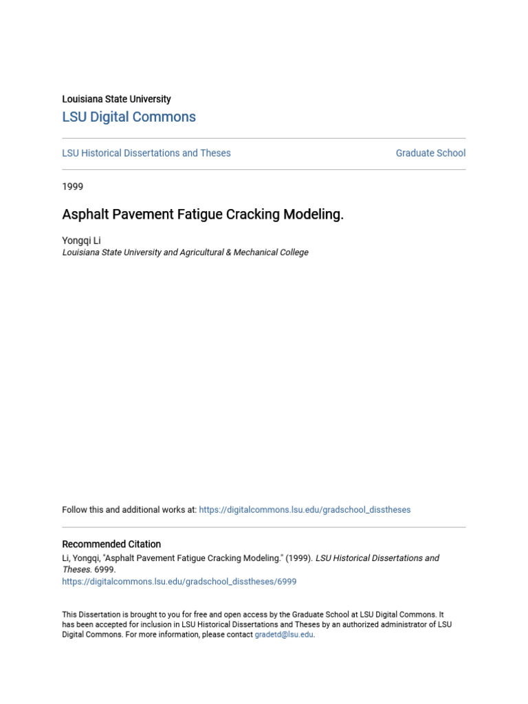 Asphalt Pavement Fatigue Cracking Modeling. | PDF | Fracture ...