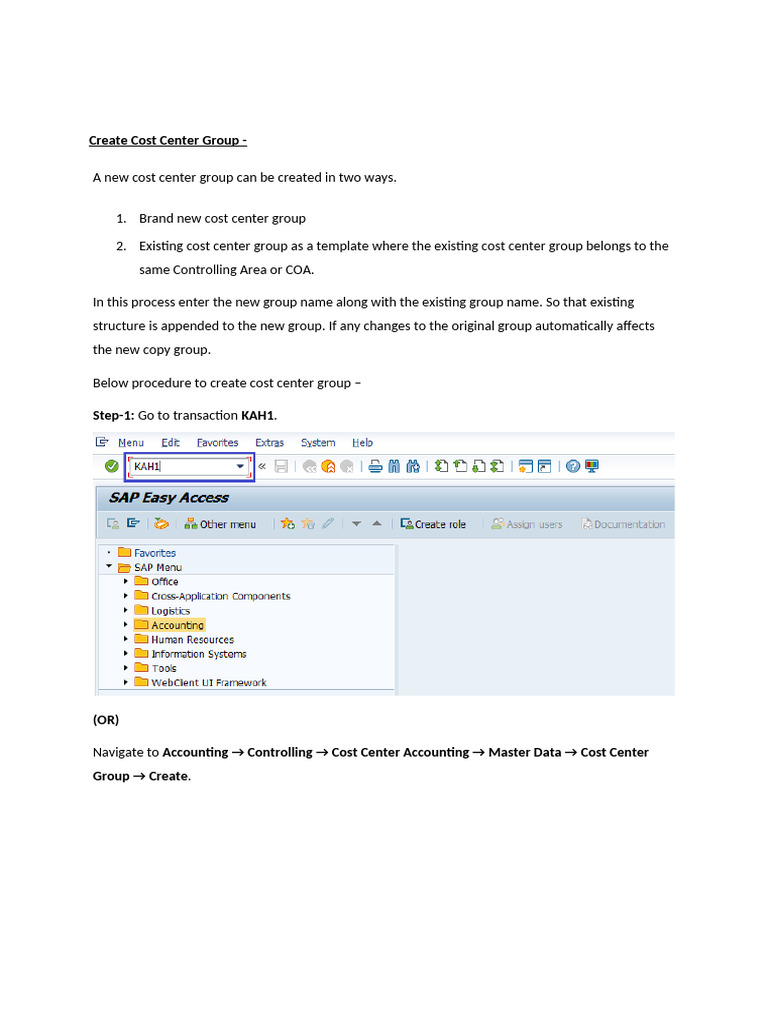 Create Cost Center Group | PDF | Business