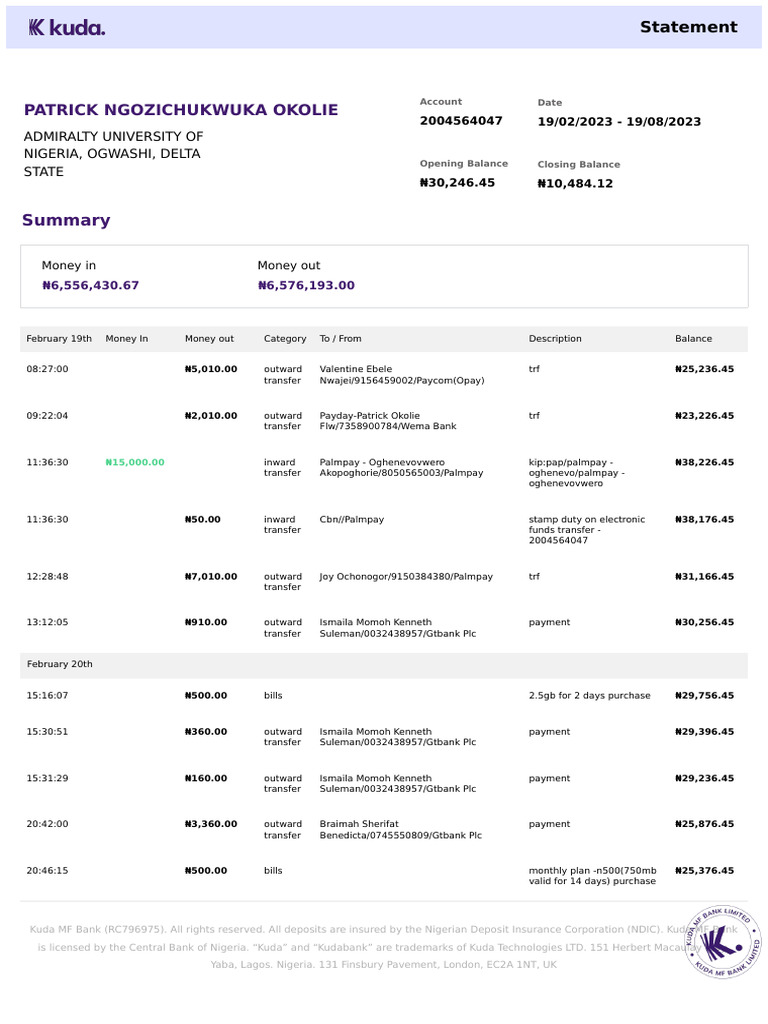 Customer Statement | PDF | Banks | Private Sector
