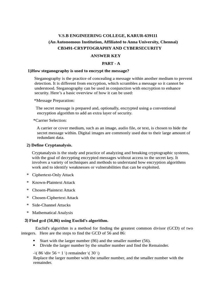 Answer Key 1 Pdf Cryptography Public Key Certificate