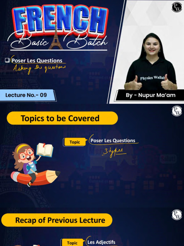 Poser Les Questions 09 - Class Notes - French Basics | PDF