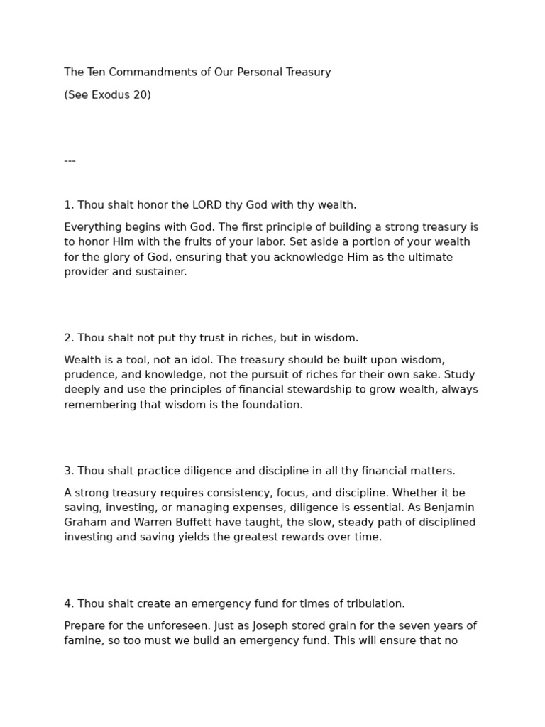10 Commandments of Personal Treasury | PDF | Debt | Ten Commandments
