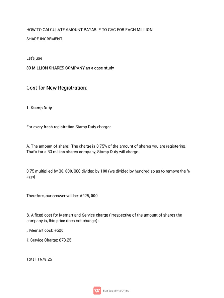 THE SHARES PAYMENT CALCULATION-WPS Office | PDF