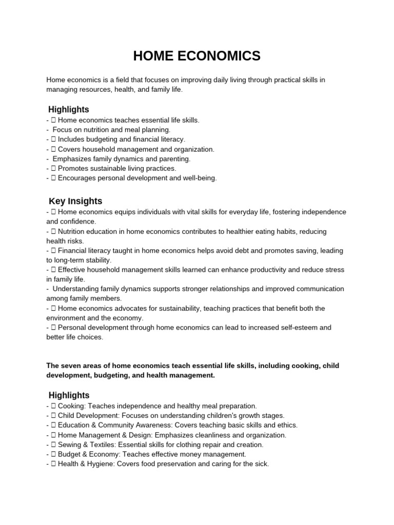 Home Economics | PDF | Home Economics | Economics