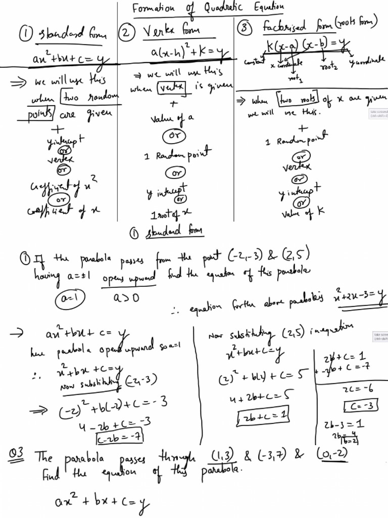 Formation of Quadratic Equation Explained | PDF