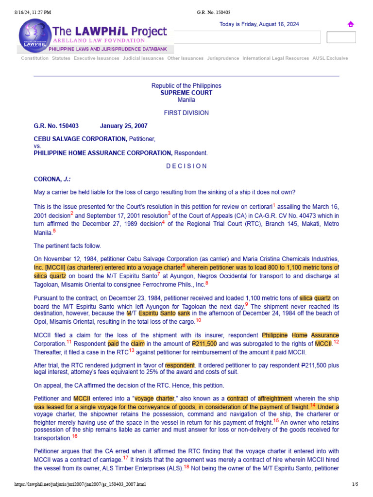 Cebu Salvage V Phil Home | PDF | Bill Of Lading