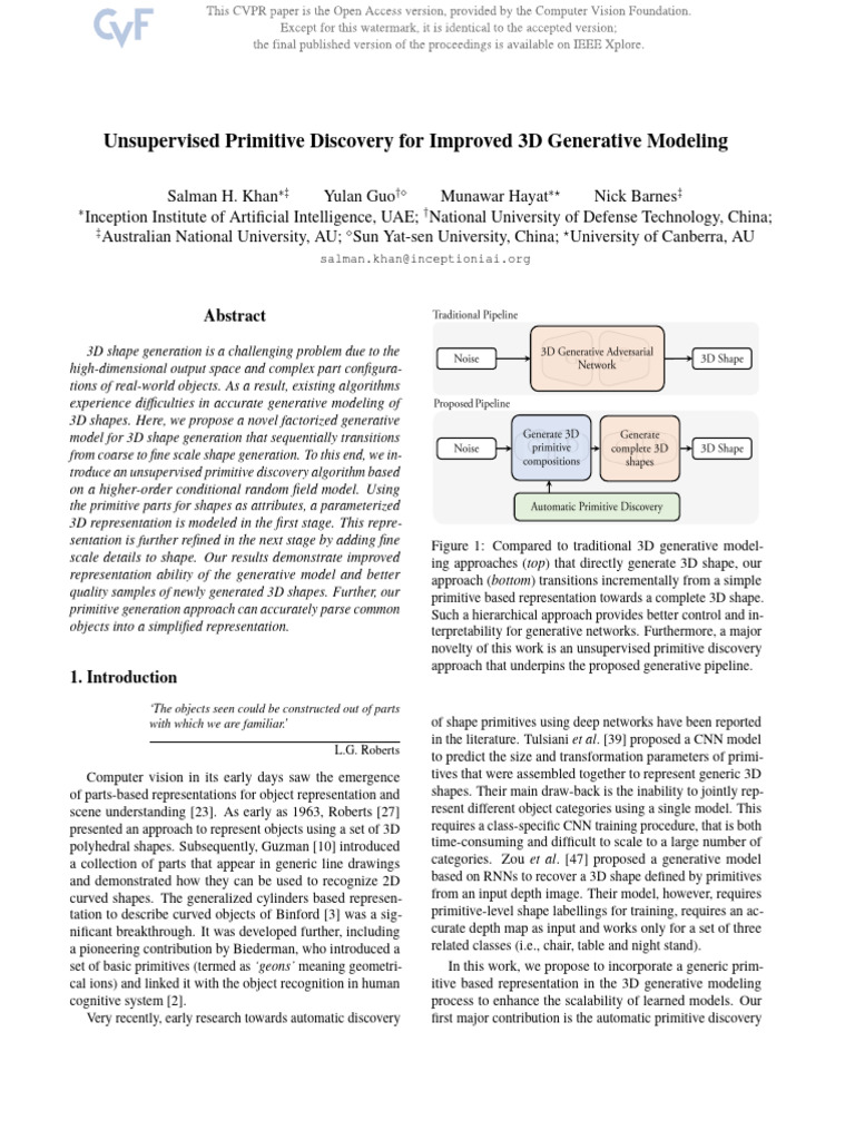 Khan Unsupervised Primitive Discovery For Improved 3D Generative Modeling CVPR 2019 Paper | PDF ...