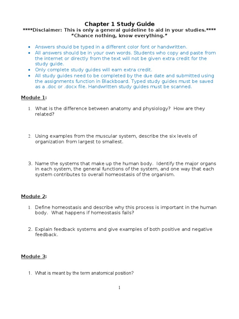 Chapter 1 Study Guide-1 | PDF | Anatomical Terms Of Location | Thorax