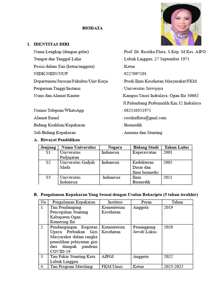 BIODATA PROF ROSTIKA, 2024 Yo Buk Buk Buk Di Rumah Mia | PDF | Kesehatan Holistik