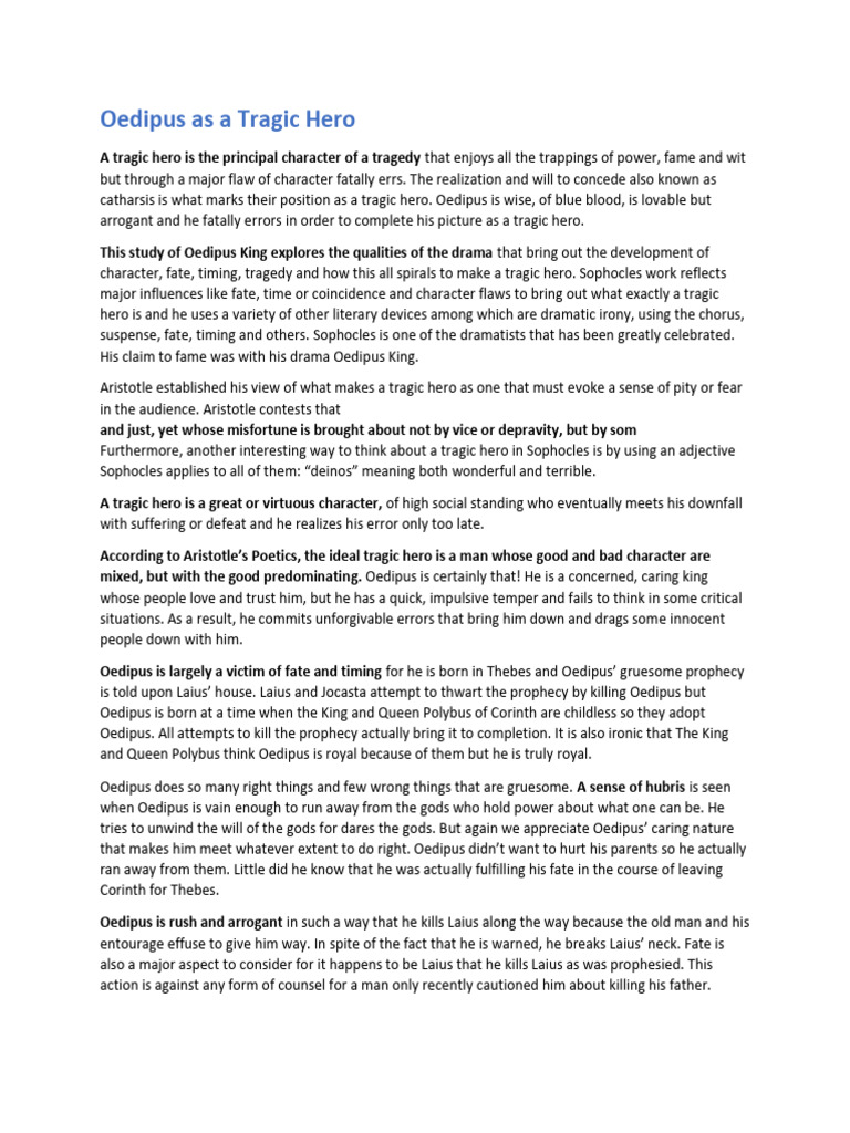 Oedipus As A Tragic Hero | PDF | Oedipus | Tragedy