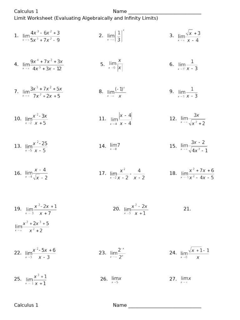 12.4 More Limit Practice | PDF