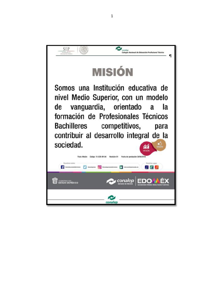 Misión - Valores CONALEP para Imprimir | PDF