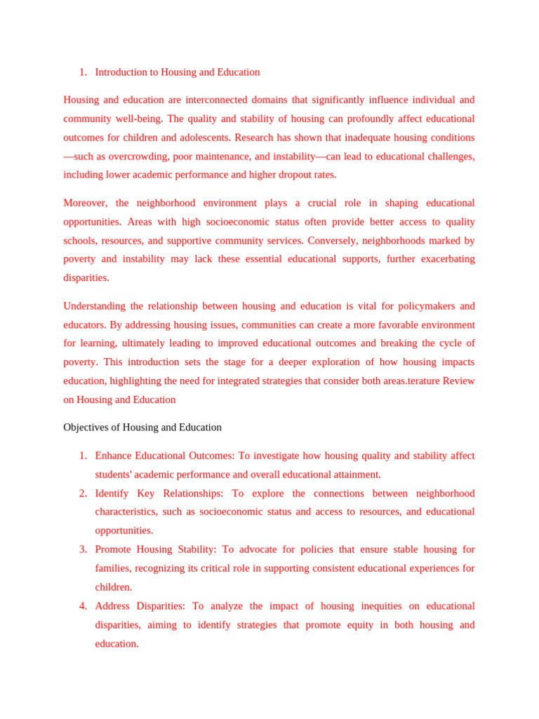 Introduction To Housing and Education | PDF | Survey Methodology ...