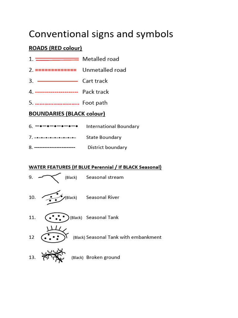 Conventional Signs and Symbols | PDF