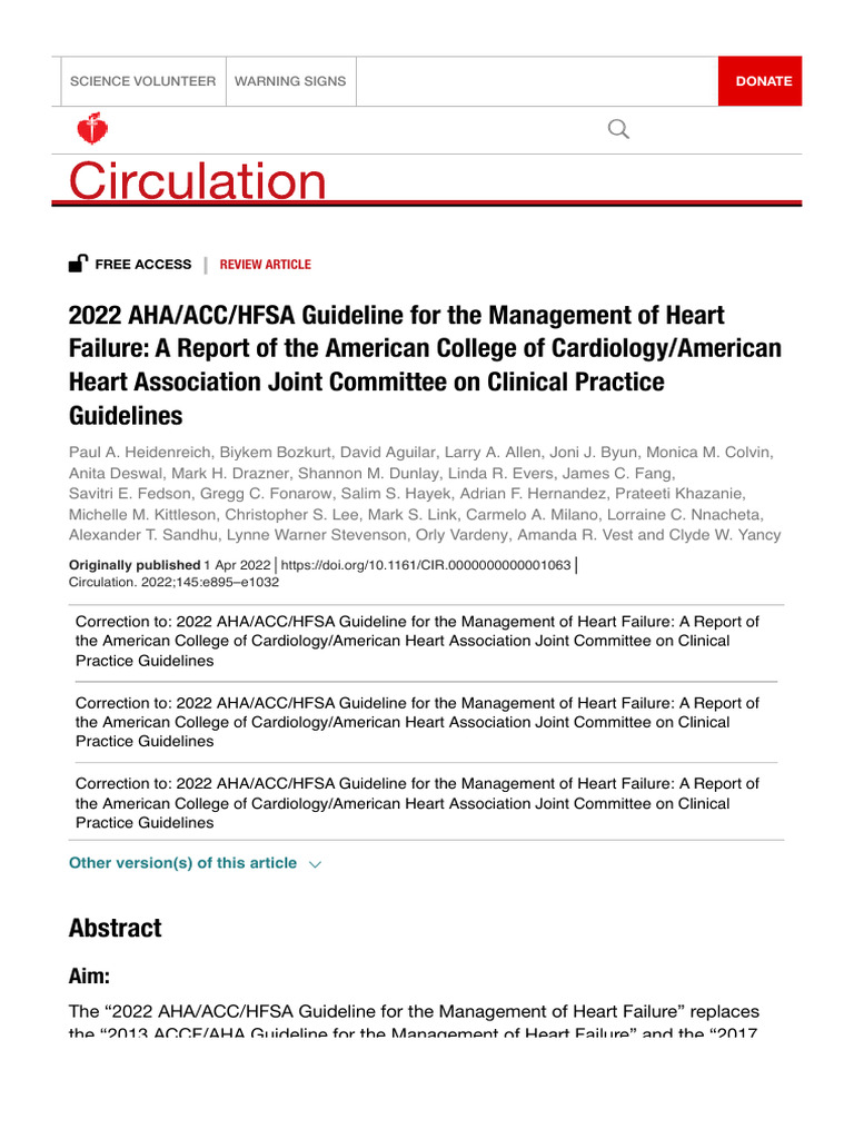 2022 AHA-ACC-HFSA Guideline For The Management of Heart Failure - A Report of The | PDF | Heart ...