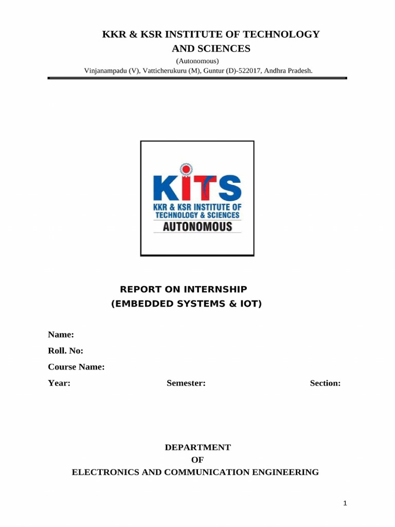 Summer Internship Document (Embedded Systems and Iot)(1) | PDF