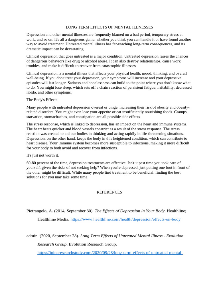 Long-Term Consequences of Untreated Depression | PDF | Major Depressive ...