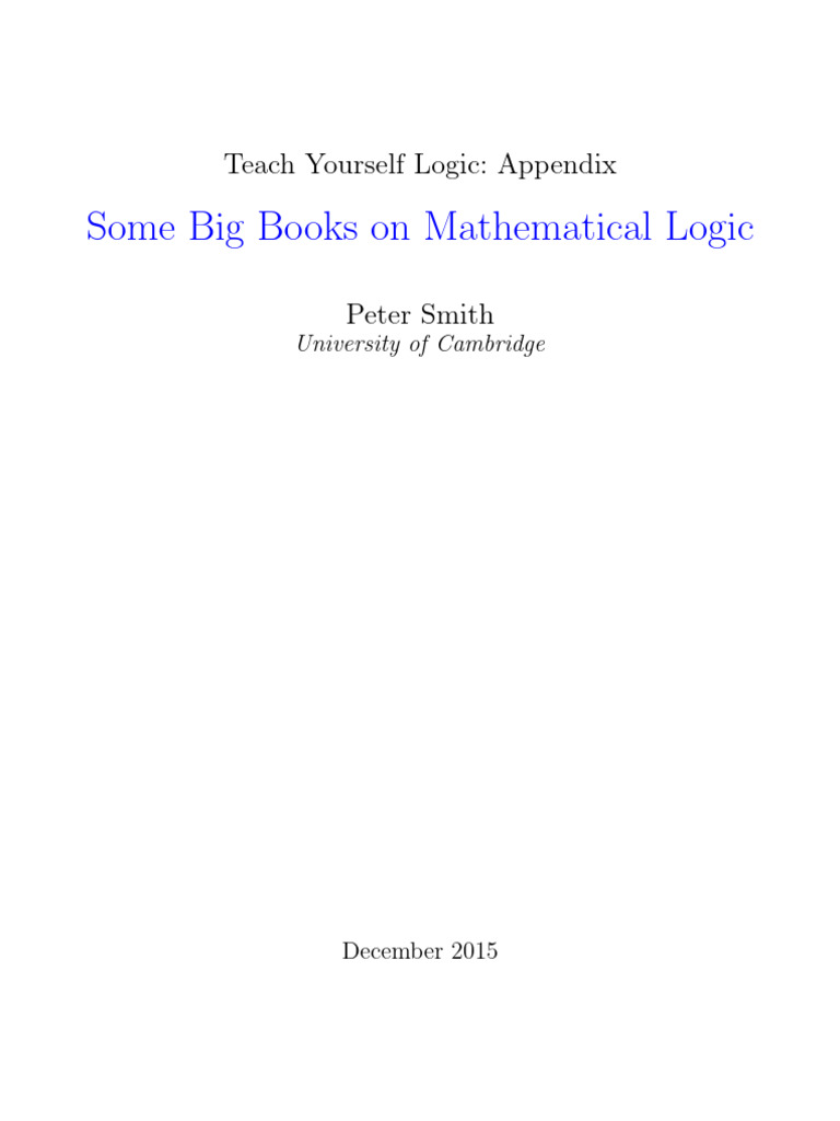 Appendix | PDF | Mathematical Logic | First Order Logic