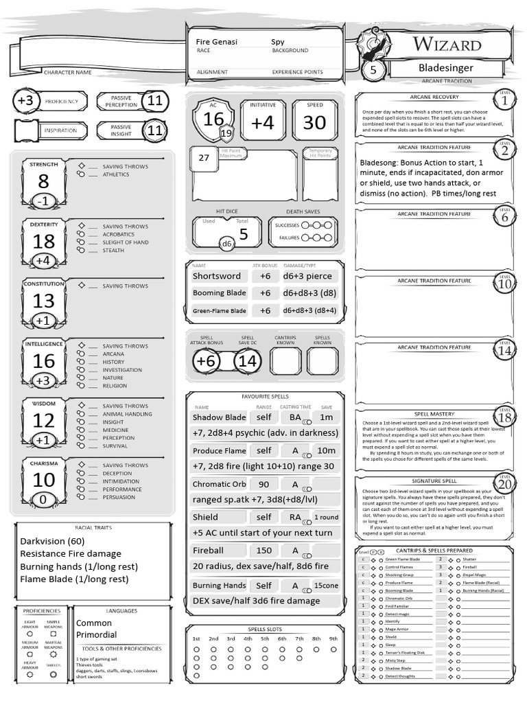 Bladesinger 5 (Firebender) | PDF