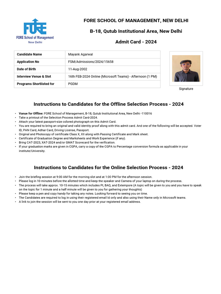 Admit Card Mayank Agarwal20240116095854 | PDF | Access Control ...