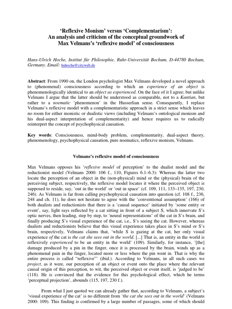 Hans-Ulrich Hoche - Reflexive Monism' Versus Complementarism': An ...