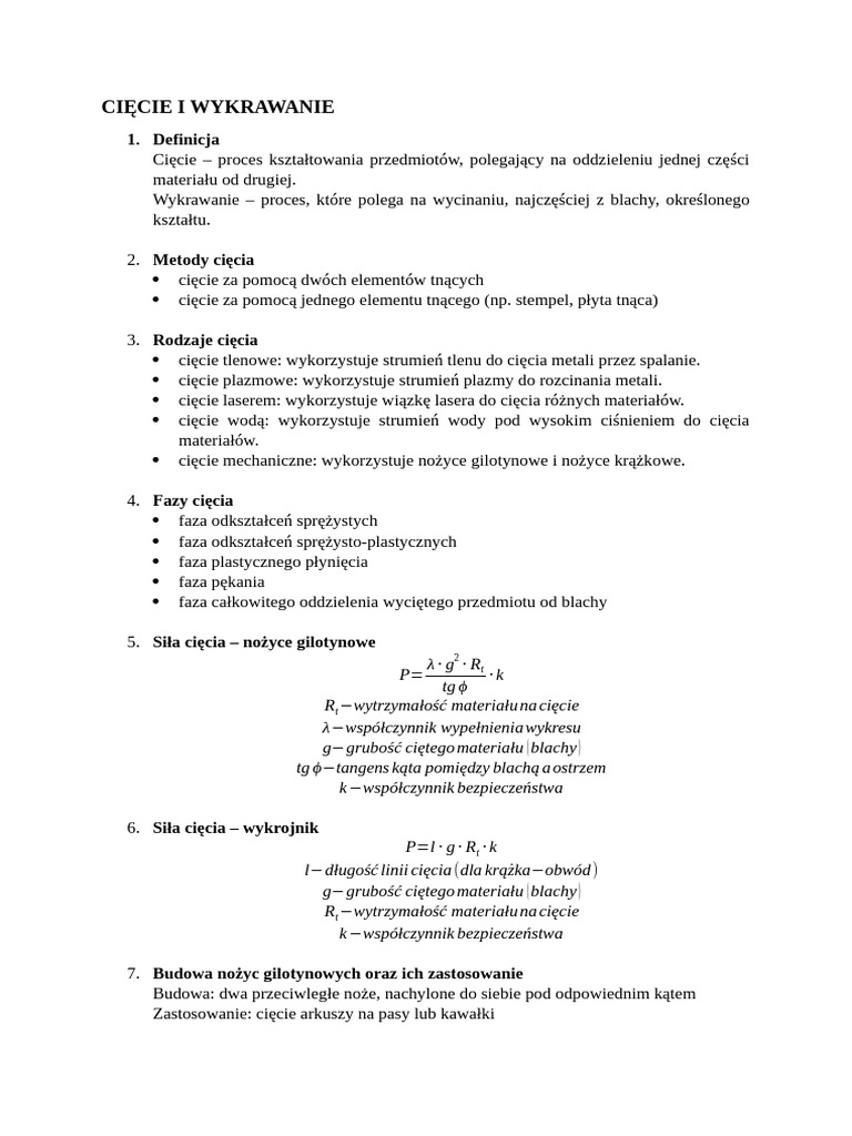 Cięcie I Wykrawanie | PDF