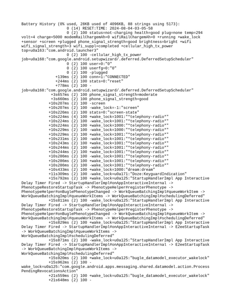 Standby Dump Batterystats 2024 0804 040609 | PDF | Teaching Methods & Materials | Computers