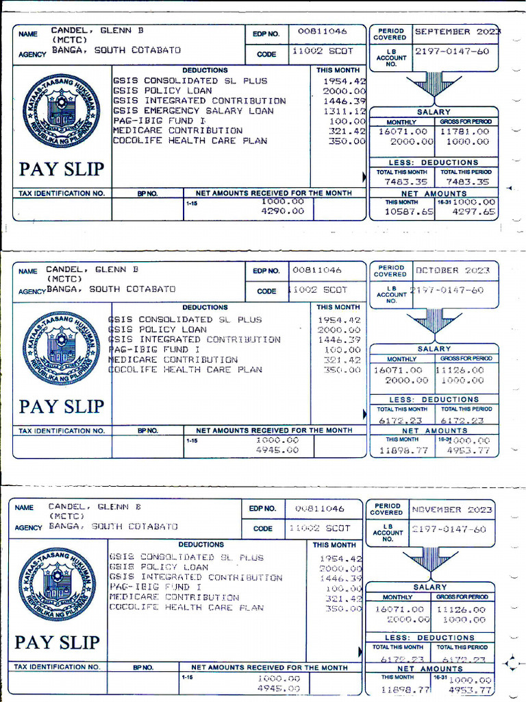 Payslips Sept. 2023 To June 2024 | PDF