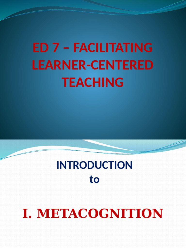 Lesson 1 Metacognition | PDF