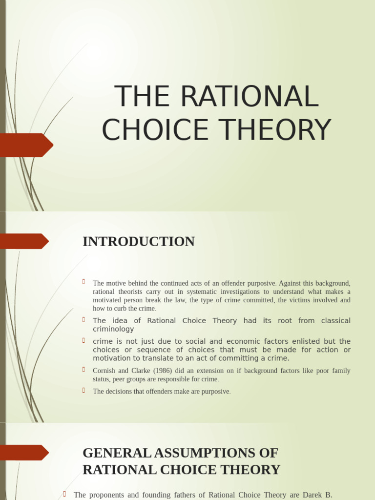 Rational Choice Theory Group 8 | PDF | Crimes | Crime & Violence