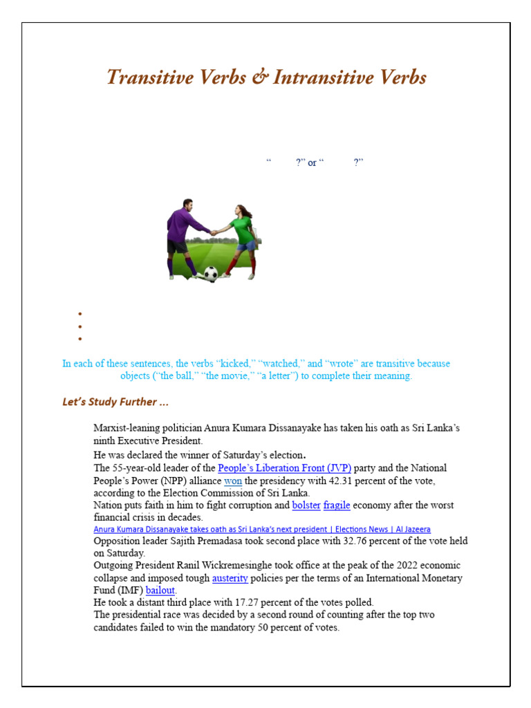 Understanding Transitive Verbs Explained | PDF | Verb | Object (Grammar)