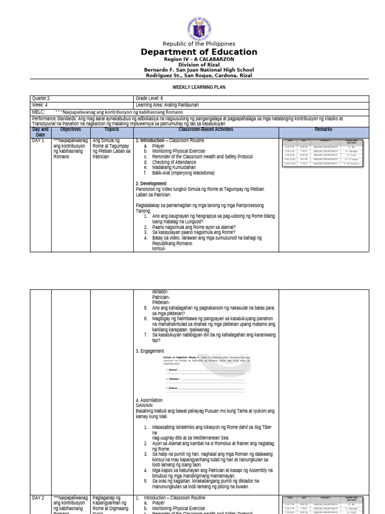 Ap8 q2 WLP w4 K. Cruz | PDF