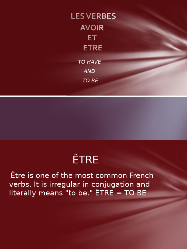 Conjugaison du verbe Être en français | PDF