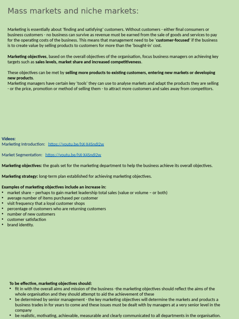 Mass vs. Niche Marketing Strategies | PDF | Marketing | Marketing Strategy