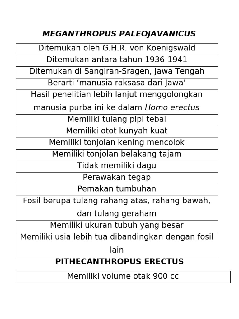 Meganthropus Paleojavanicus: Manusia Raksasa | PDF