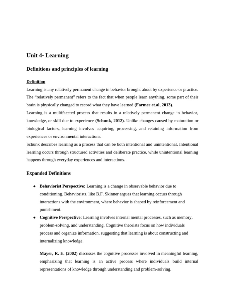Learning | PDF | Classical Conditioning | Reinforcement