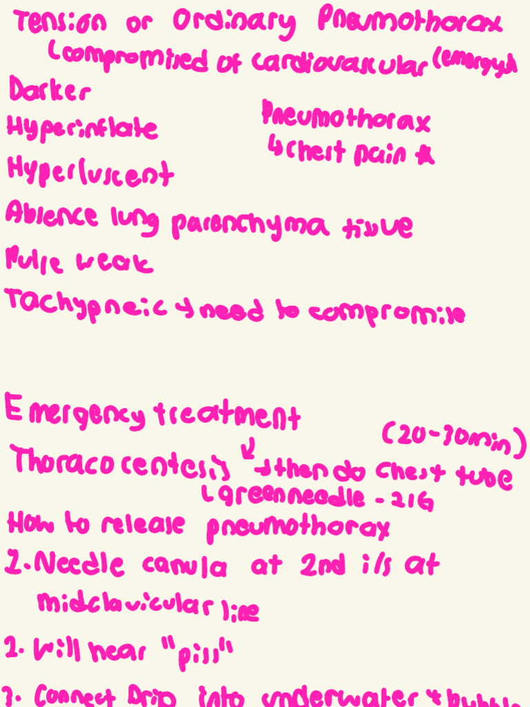 Pneumothorax, Chest Tube Notes With DR Wong | PDF | Lung | Thorax