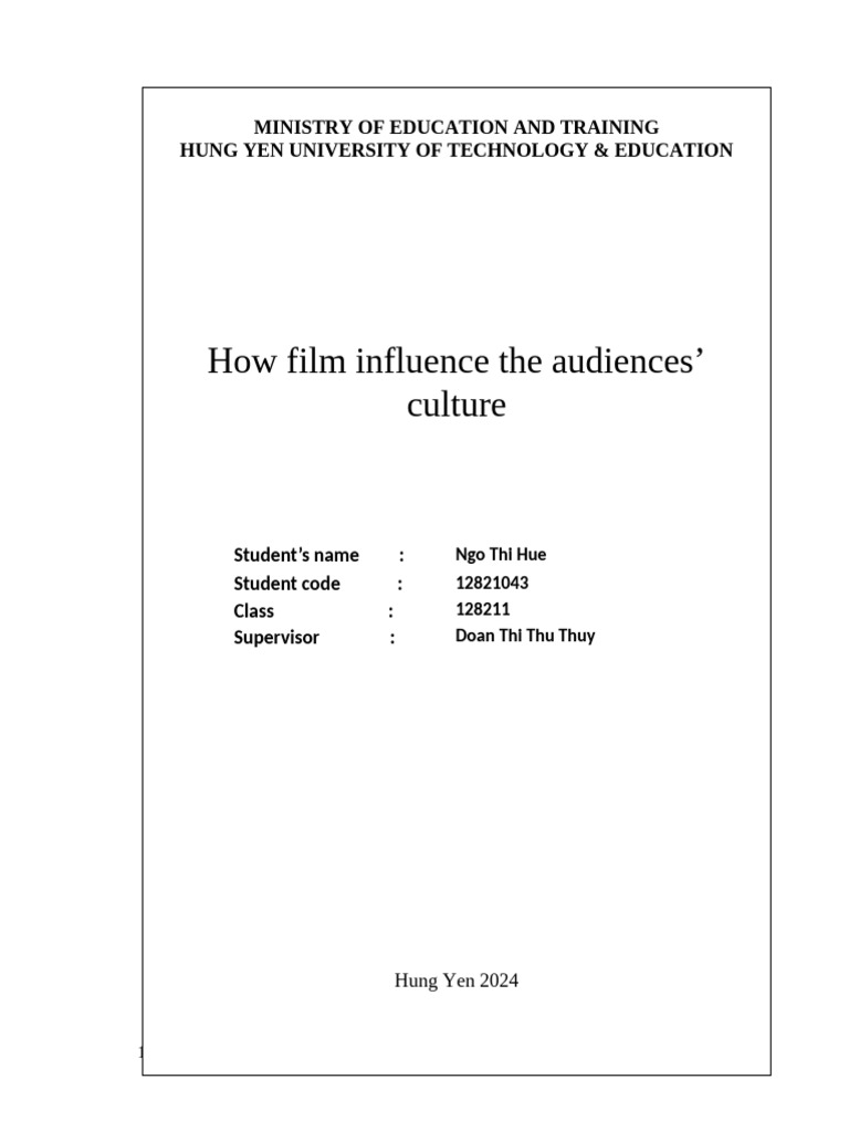 How Film Influence The Audiences' Culture | PDF | Social Science | Self ...